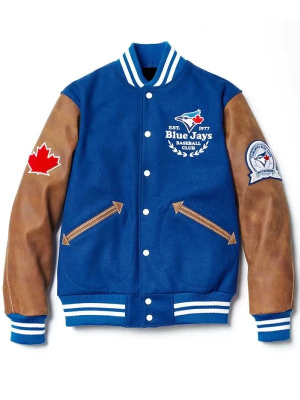 Blue and Brown Letterman Toronto Blue Jays Baseball Jacket - The Jacket ...