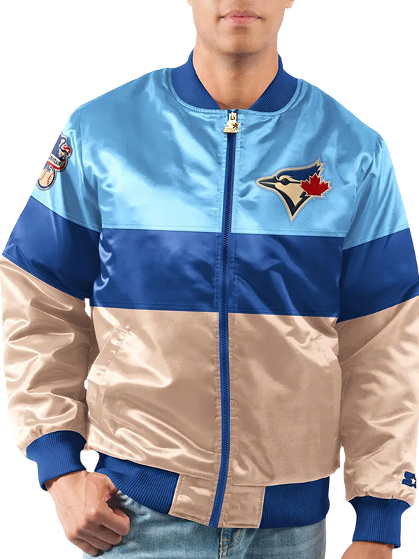 Toronto Blue Jays Powder Blue/Gold Tri-Color Starter Satin Jacket