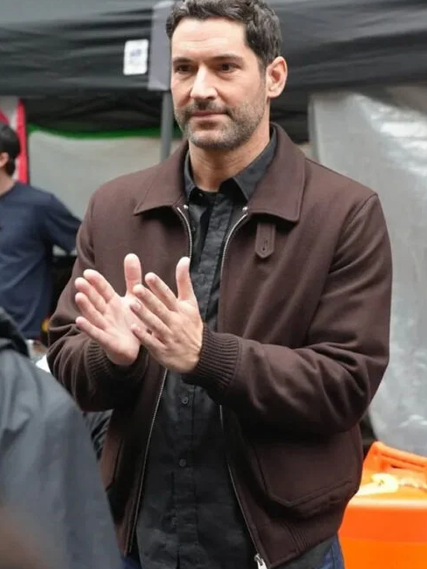Tom Ellis CIA 2026 Brown Wool Bomber Jacket - The Jacket Cart